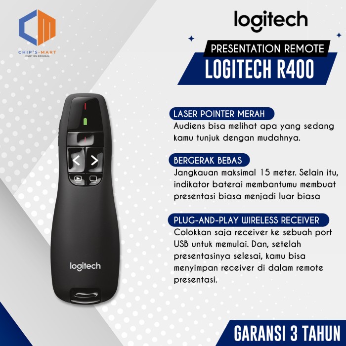 Jual Pointer Logitech R400 / Laser Pointer / Presenter / Original ...