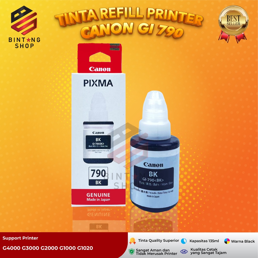 Jual Tinta Canon GI-790 Hitam Untuk Printer G1000 G2000 G3000 G4000 ...