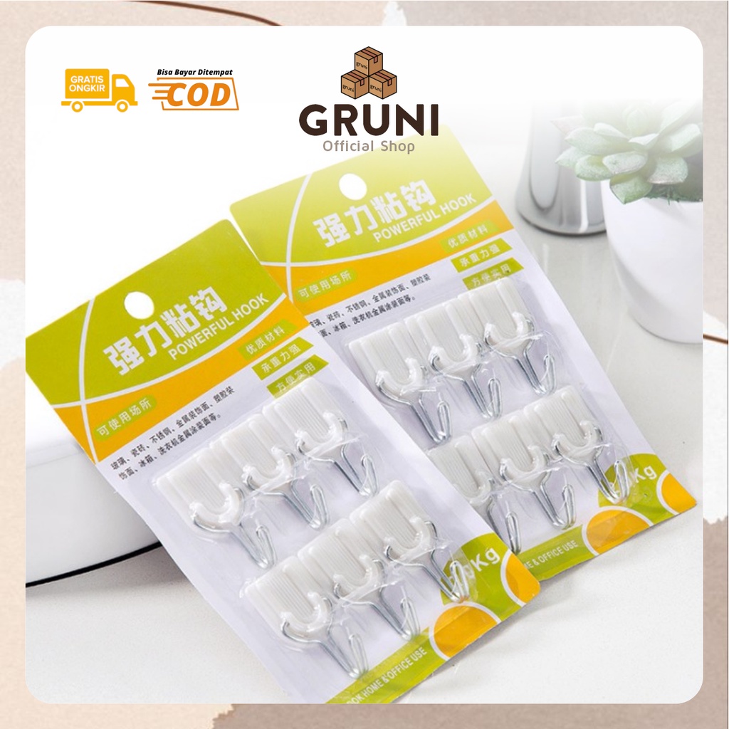 Jual GRUNI HL0123 Power Full Hook Isi 6 Tempelan Dinding | Shopee Indonesia