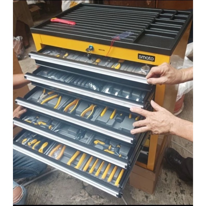 Jual Lemari Cabinet/Tool Box 7 susun + Alat Pertukangan Lengkap isi 221 pcs | Shopee Indonesia
