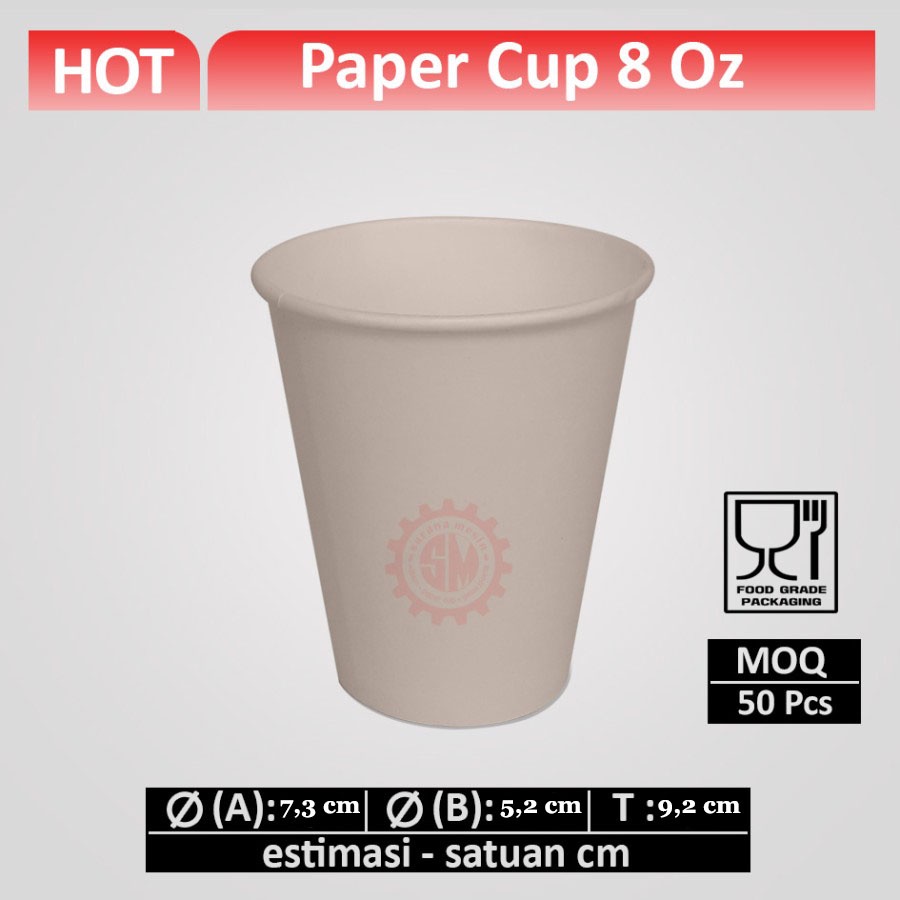 Jual (isi 50 pcs) Paper Cup Gelas Kertas 8 oz Putih Polos | Shopee Indonesia