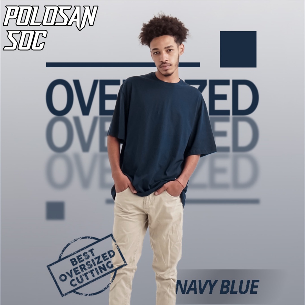 Jual KAOS POLOS OVERSIZE NAVY HEAVY COTTON COMBED 20S/24S UNISEX ...