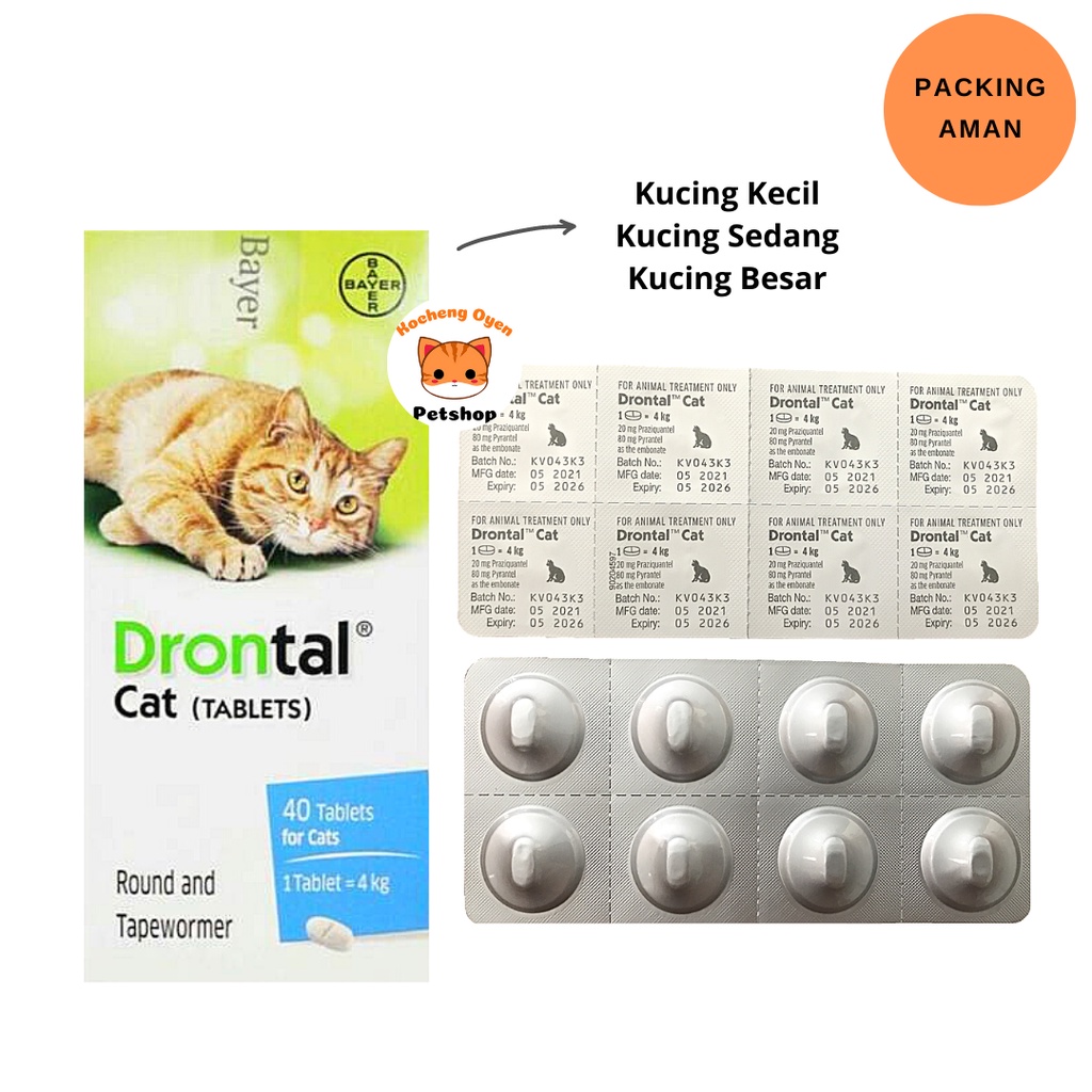 Jual Drontal Cat Obat Cacing Kucing 1 Tablet EXP 2027 ORI IMPOR JERMAN ...
