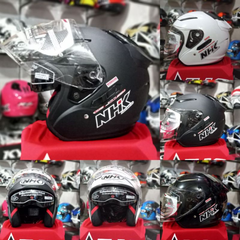 Jual Helm half face Nhk r1 solid hitam dof , putih 100%ORIGINAL ...