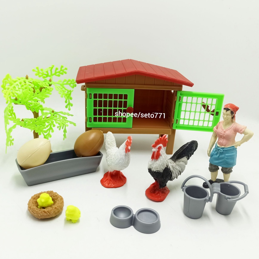 Jual YH55 Mainan Anak ANimals Farm Kandang Ayam Diorama Ternak ...