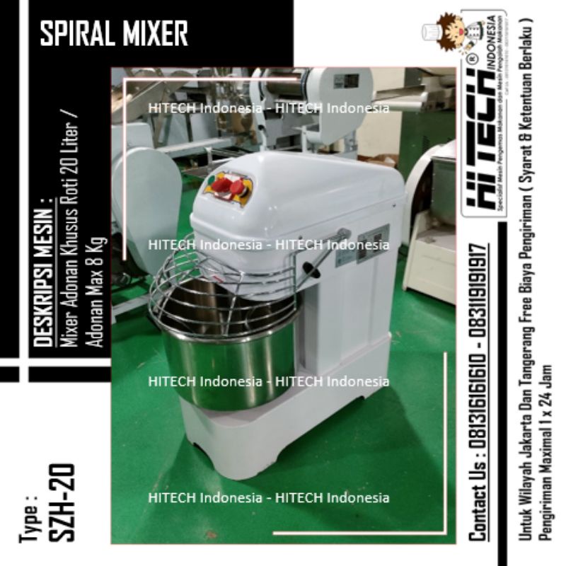 Jual Spiral Mixer 20 Liter SZH-20 Mixer Adonan Roti Spiral 20 Liter 8 ...