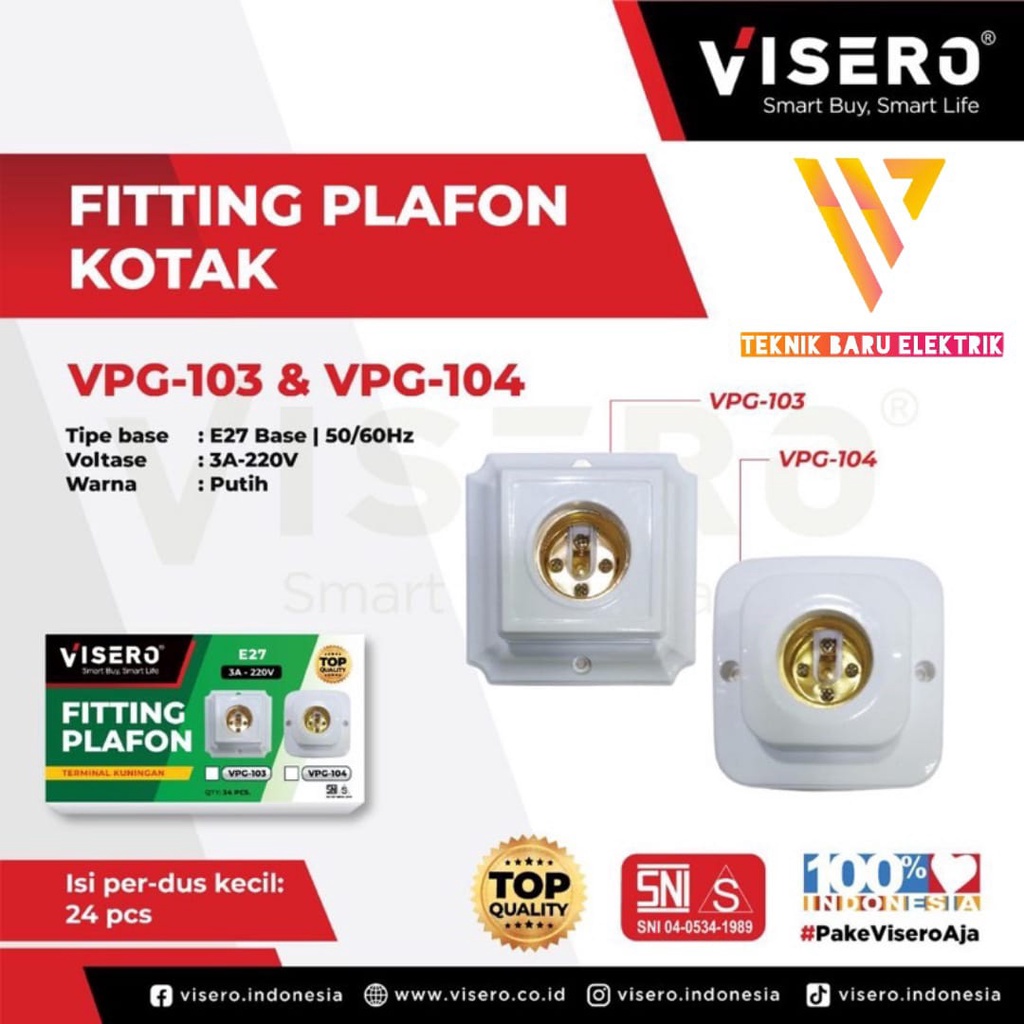 Jual FITTING LAMPU PLAFON E27 MODEL BULAT DAN KOTAK VISERO VPG 103 VPG 104 FITING TEMPEL MURAH ...