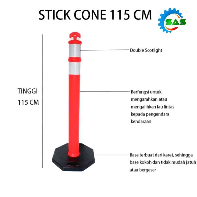 Jual stick cone 115 cm base rubber hitam 6 kg tidak perlu isi air ...