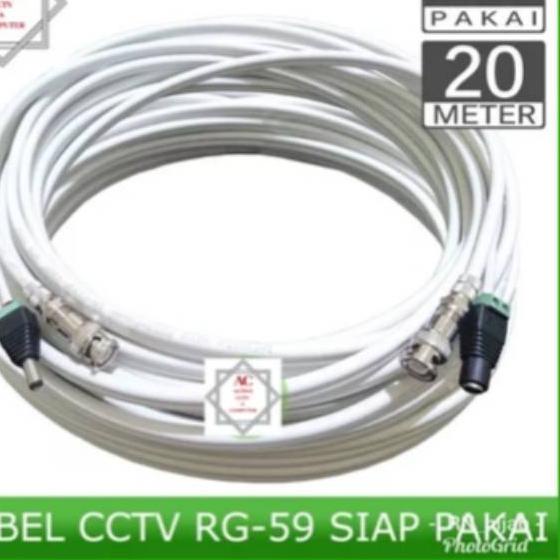 Jual Depan1 KABEL COAXIAL RG59 PLUS POWER CCTV 20M SIAP PAKAI PLUS ...