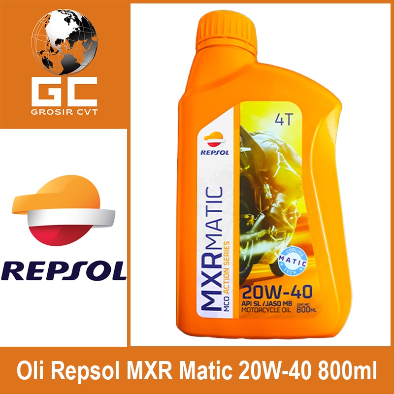 Jual Repsol Oli Mesin MXR Matic 20W-40 API SL/JASO MB 800ml | Shopee ...