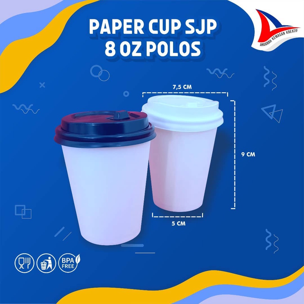 Jual PAPER CUP SJP 8 OZ POLOS / GELAS KERTAS KOPI ISI 50 PCS | Shopee Indonesia