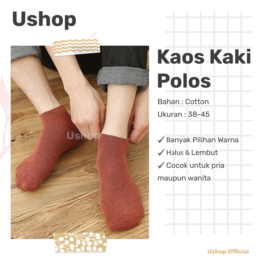 Jual Kaos Kaki Polos Ukuran 38 - 45 Halus Dan Lembut Panjang / Pendek USHOP | Shopee Indonesia