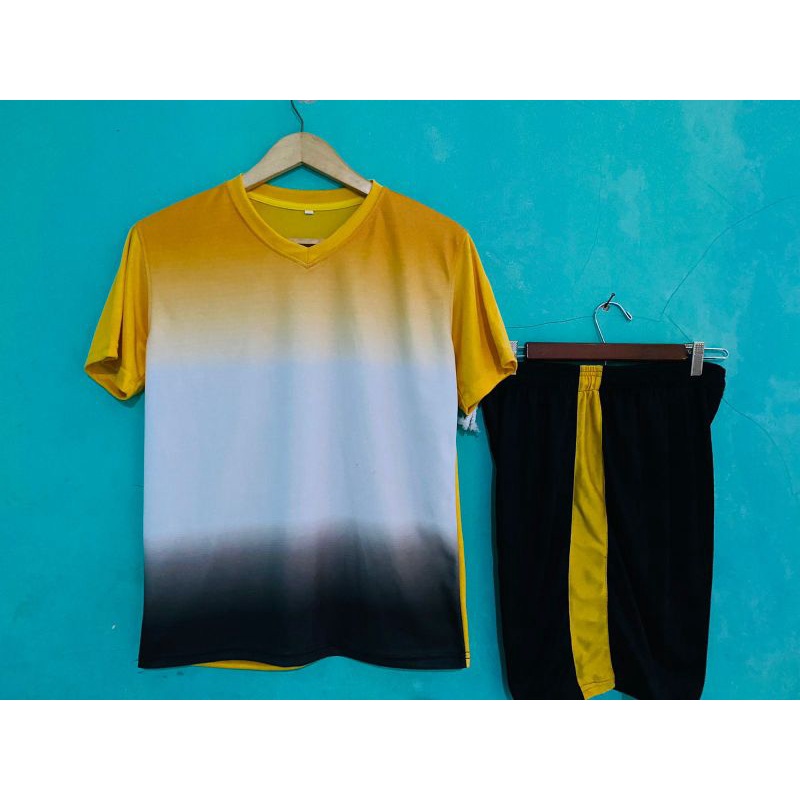Jual Jersey Printing Murah Motif Gradasi Kuning Putih Hitam | Shopee ...
