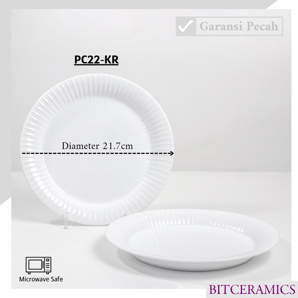 Jual Piring Makan Keramik 21.7CM (3PCS) Putih By Indo Keramik / Piring ...