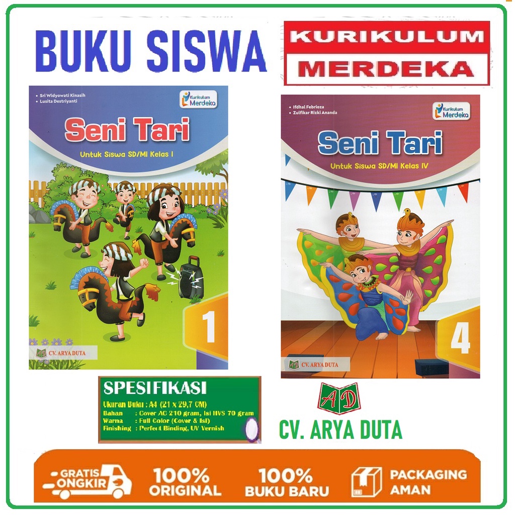 Jual BUKU SENI TARI KURIKULUM MERDEKA SD / MI KELAS 1 & 4 - Penerbit Arya Duta | Shopee Indonesia