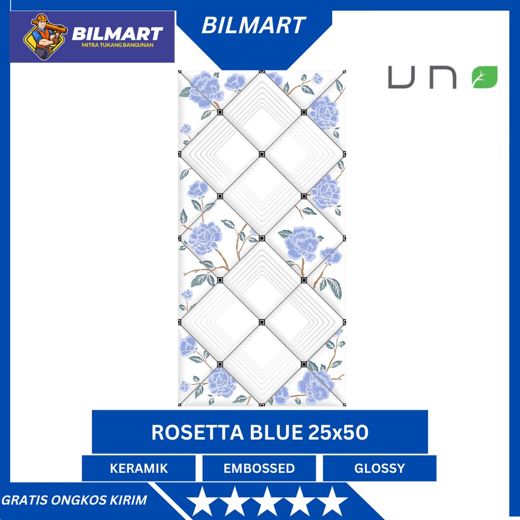 Jual KERAMIK LANTAI / KERAMIK DINDING Rosetta Blue G* W UNO 25 x 50 | Shopee Indonesia