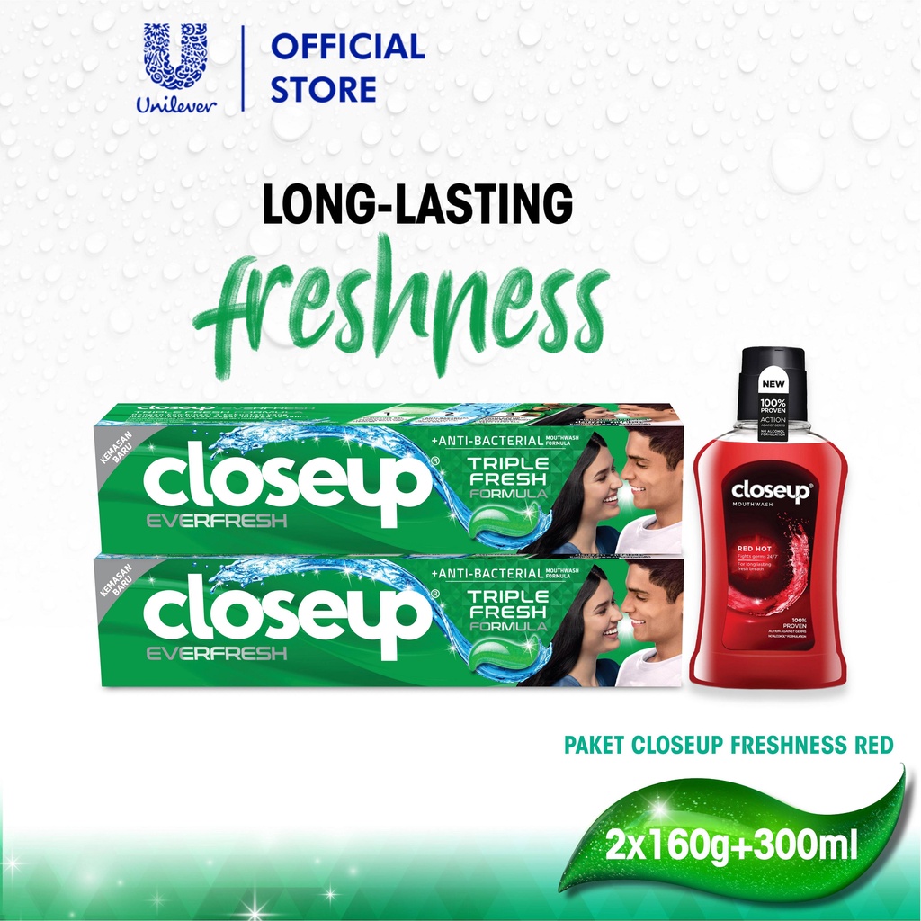 Jual Buy 2 Close Up Green 160g FREE Closeup Mouthwash 300ml | Shopee ...