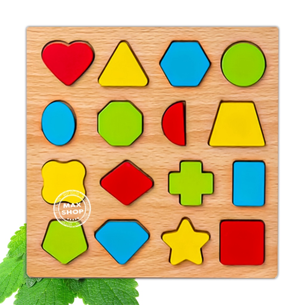 Jual Mainan Edukasi Geometri Puzzle Wooden Montessori Shape Balok Kayu ...