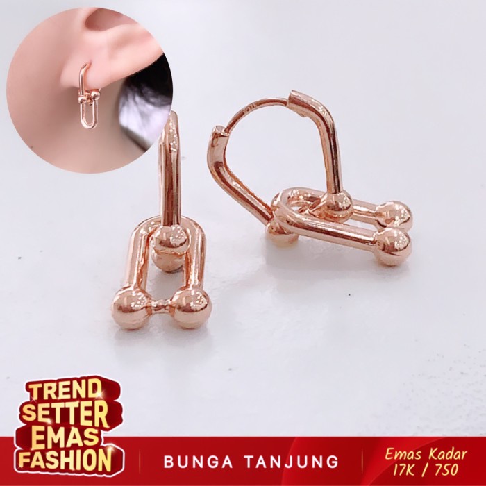 Jual ANTING LUXURY - EMAS 17K - BUNGA TANJUNG GOLD | Shopee Indonesia