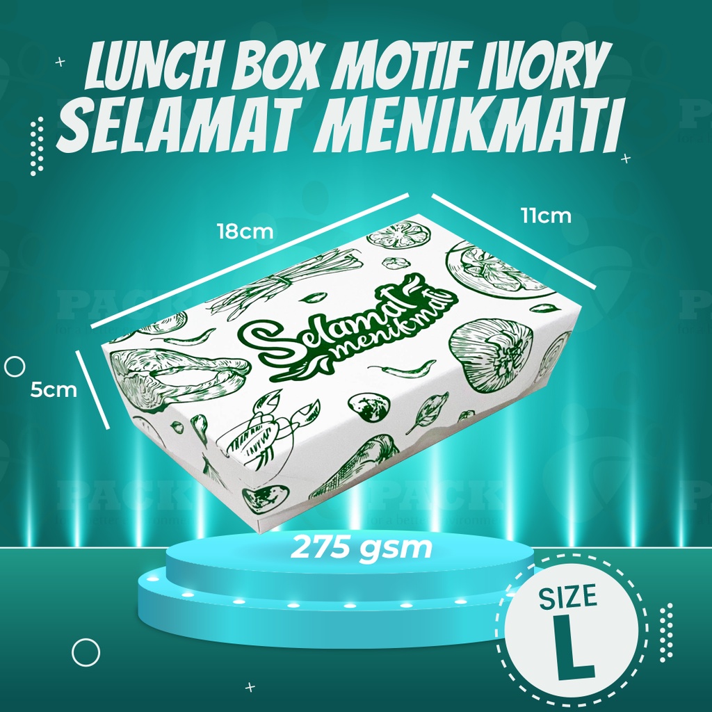 Jual Paper Lunch Box IVORY MOTIF Size L - Kotak Makanan Kertas MOTIF ...