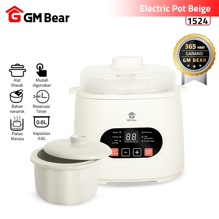 Jual panci listrik GM Bear Panci Keramik Elektrik Putih 1524 - Slow ...