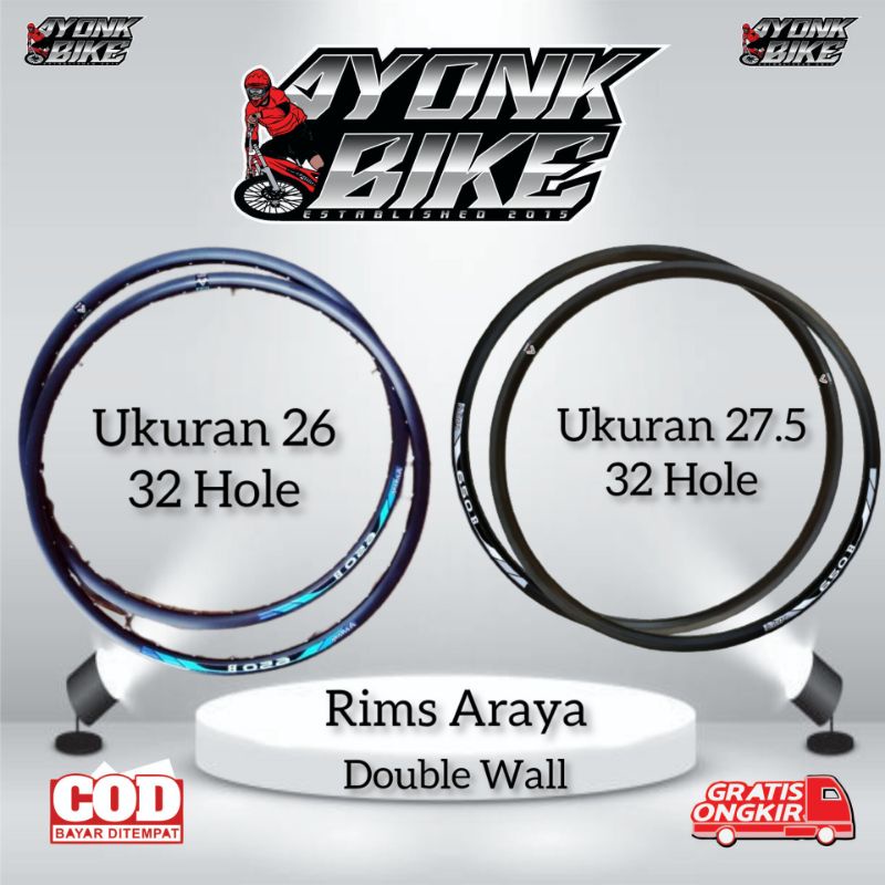 Jual Rims ARAYA Double Wall lebar 2cm 32 hold ukuran 26 dan 27.5 ...