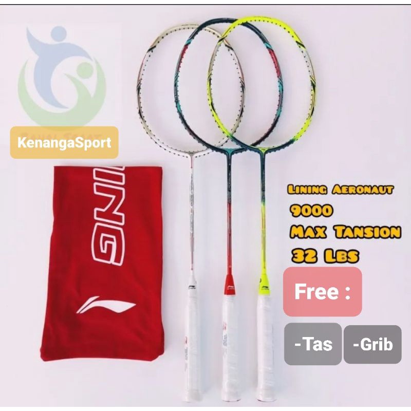 Jual Raket Badminton Lining Aeronut 9000 D 32 Lbs Siap Pakai - Reket ...