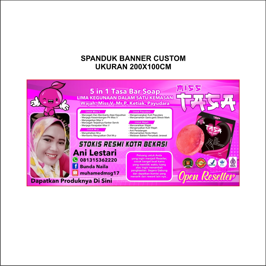 Jual ani Miss Tasa Spanduk Banner 2x1 meter | Shopee Indonesia
