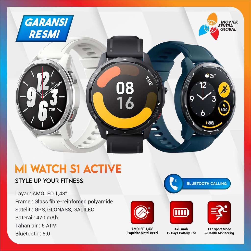 Jual Xiaomi Mi Watch S1 Active Smartwatch 5 ATM - Garansi Resmi ...