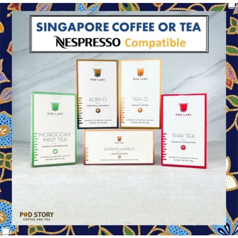 Jual POD LABS NESPRESSO CAPSULE SINGAPORE TEH-O KOPI-O THAI-TEA MINT TEA | Shopee Indonesia