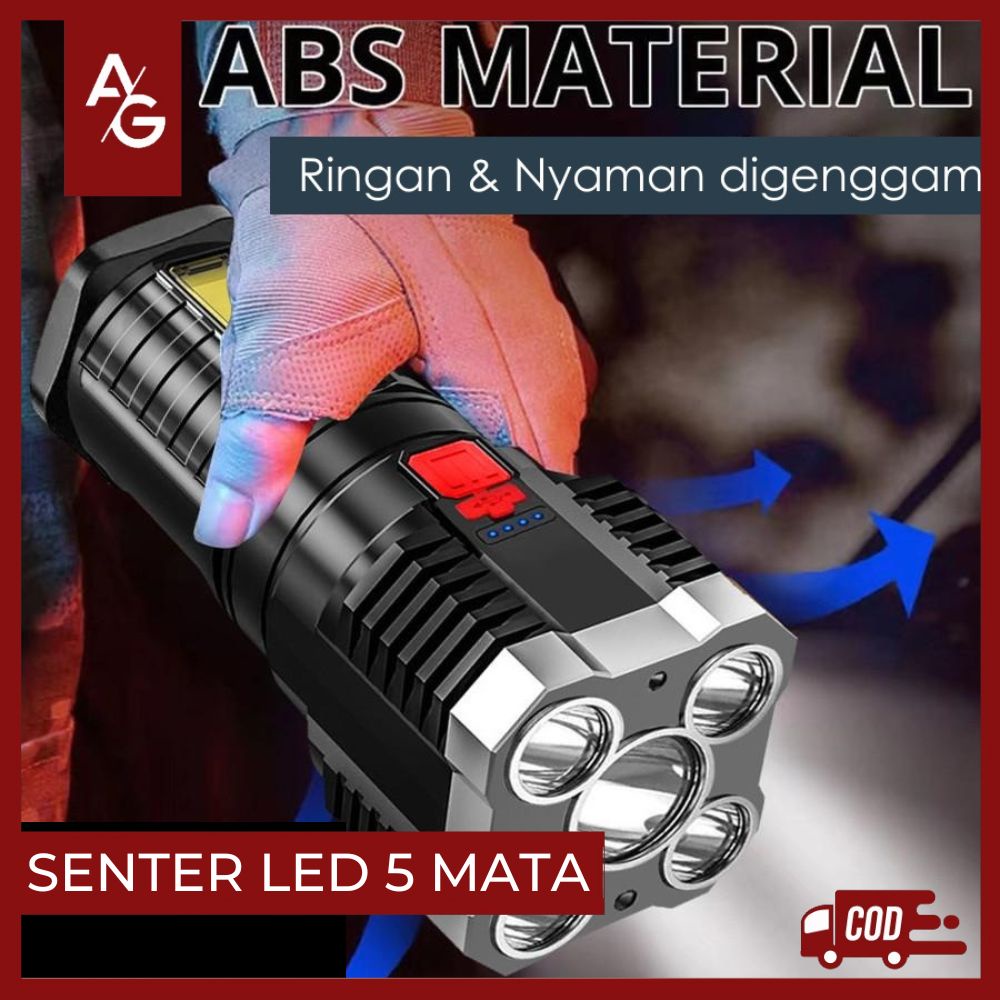 Jual USB SENTER LED 5 MATA + P900 COB / SUPER TERANG / EMERGENCY ...