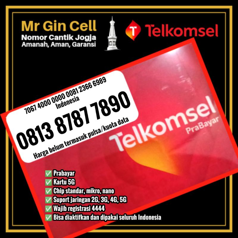 Jual Kartu perdana nomor cantik telkomsel simpati 4G 5G rapi abab urut naik 8787 7890 | Shopee ...