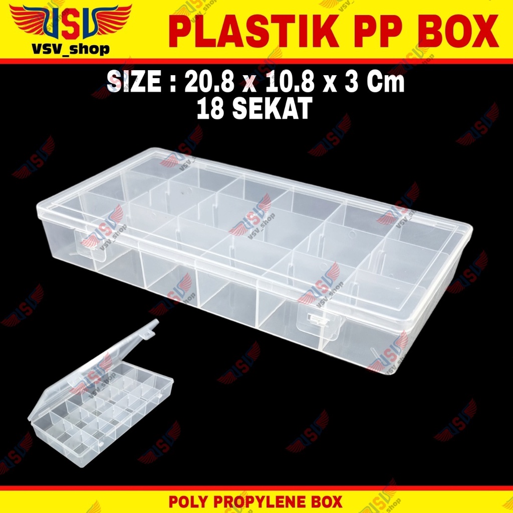 Jual Kotak Plastik 18 Sekat Penyimpanan Box Plastik PP Case Plastic ...