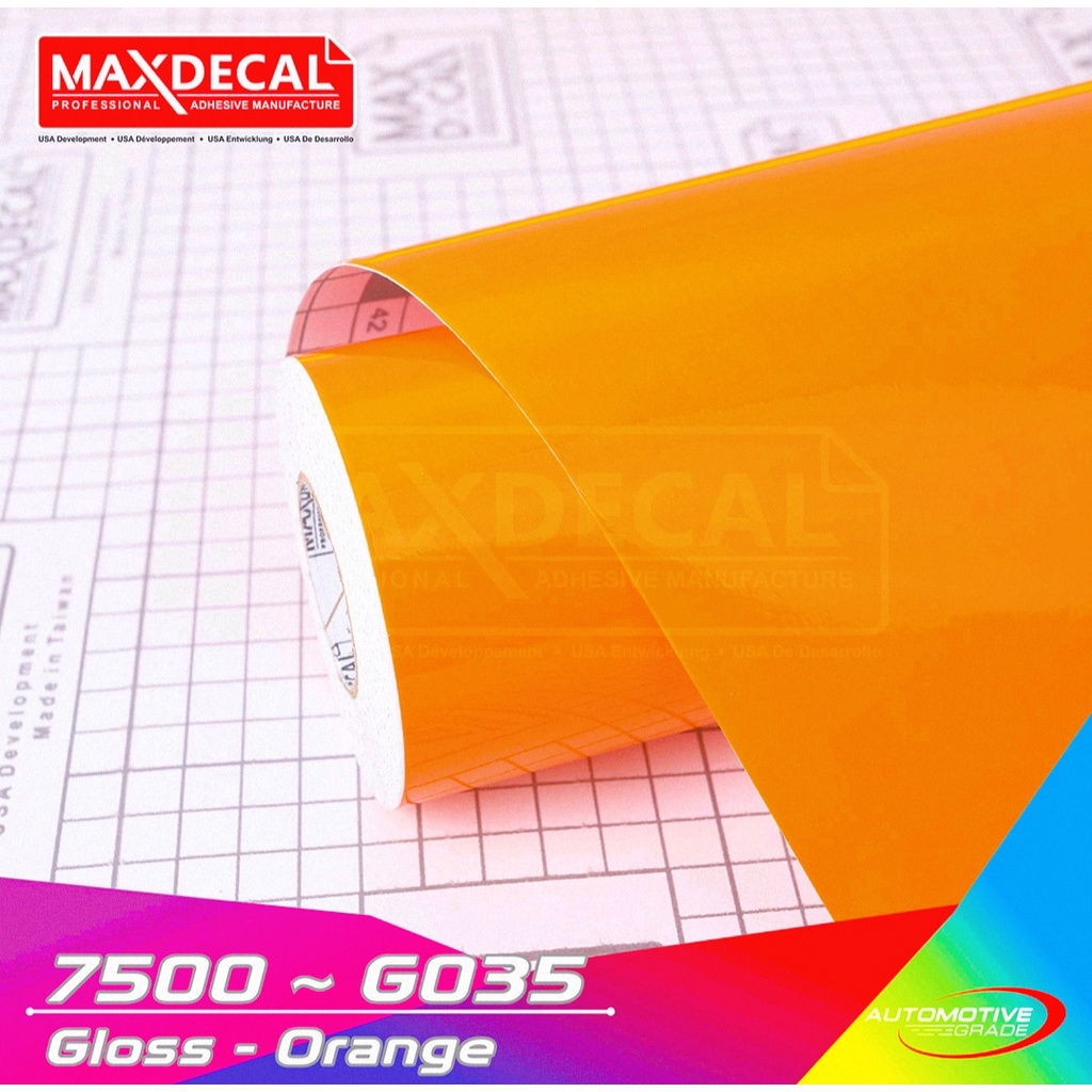 Jual Maxdecal 7500 G035 Glossy Orange, Color Vinyl Series Sticker, Roll 45cm x 15m | Shopee ...