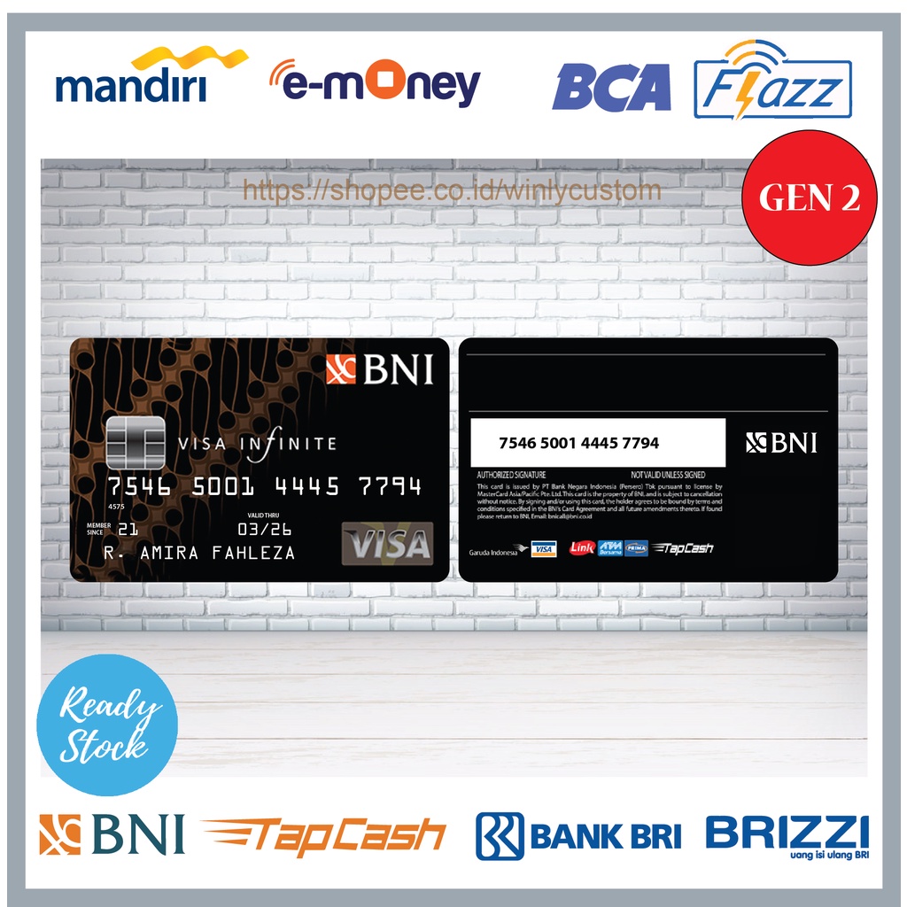 Jual KARTU EMONEY E TOLL DESIGN BNI VISA INFINITE DEBIT KREDIT E MONEY ...