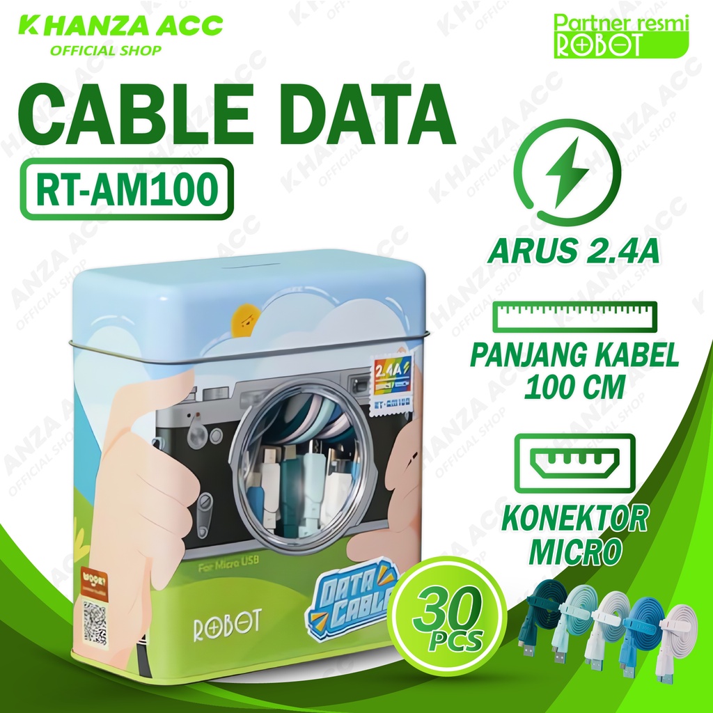 Jual KHANZAACC ROBOT RT-AM100 Kabel Data Micro USB 1 Meter 2.4A ( 1 ...