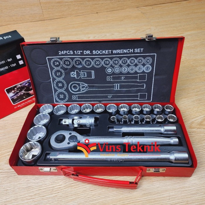 Jual MELZER kunci sock shock kunci sok kunci socket set 8-32MM 24PCS ...