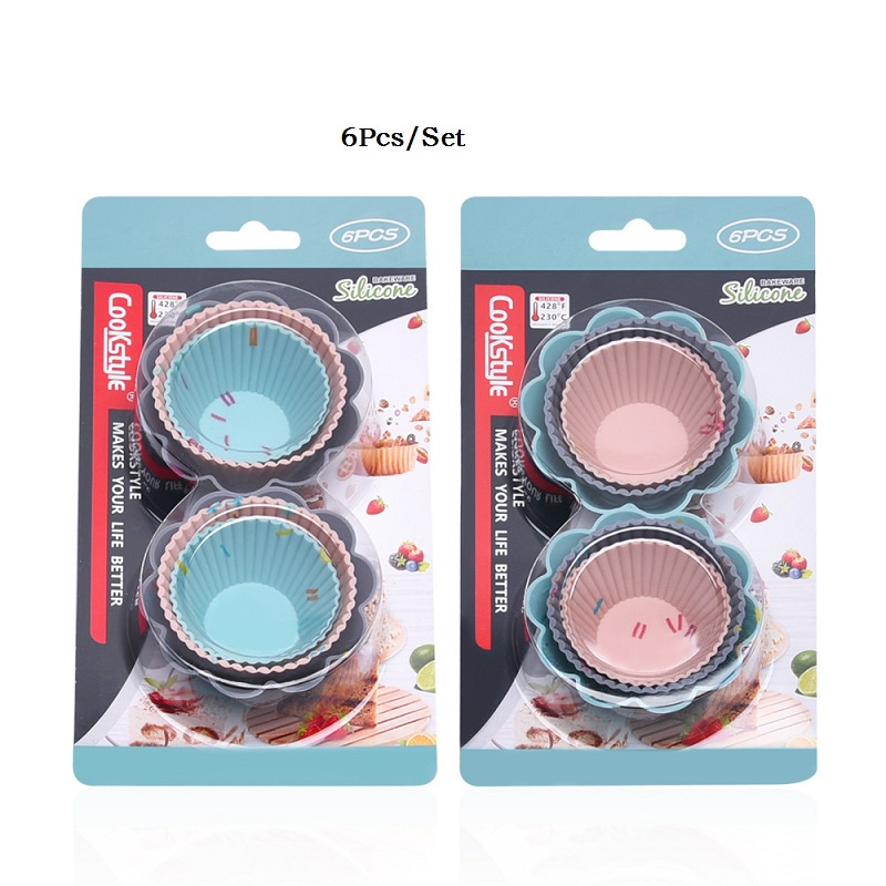 Jual 6 Pcs/Set Cetakan Kue Muffin Cupcake Bahan Silikon Memanggang DIY ...