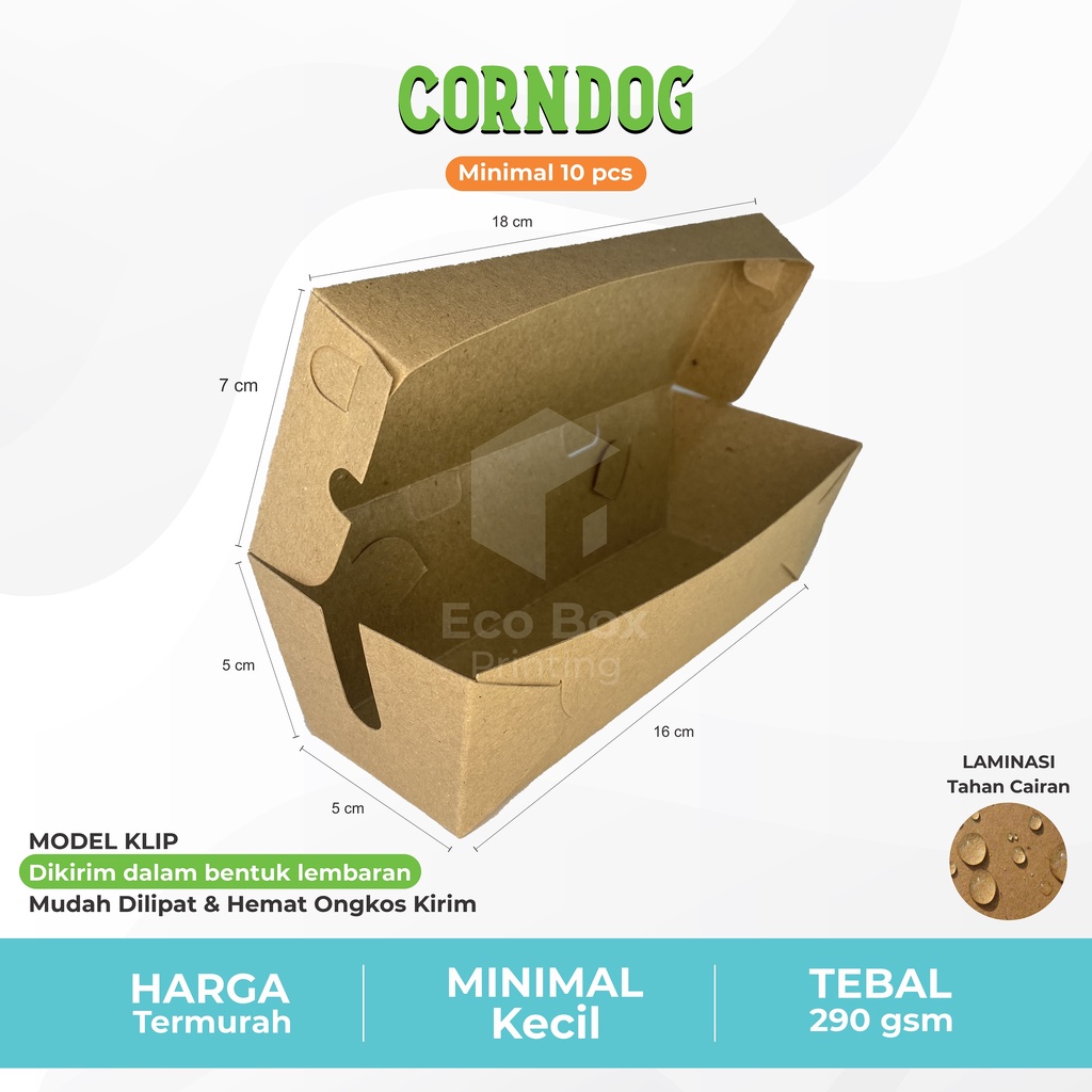 Jual Box Corndog Corn Dog Sosis Bakar Paper Kraft 290gsm Dus Kemasan ...
