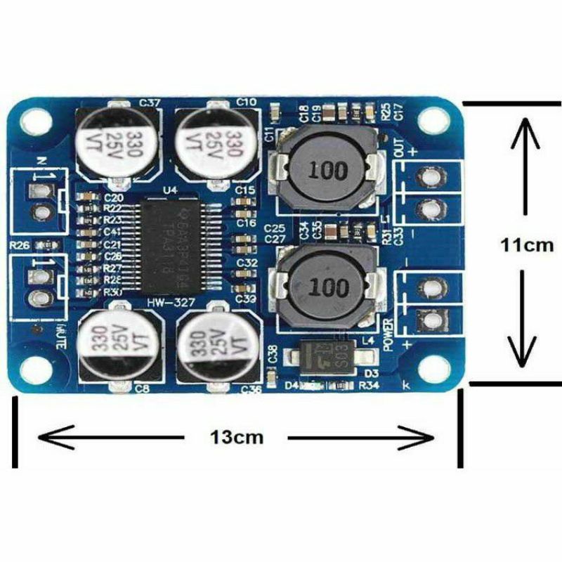 Jual Modul power amplifier audio mobil mono TPA3118 60w 12v 24v ...