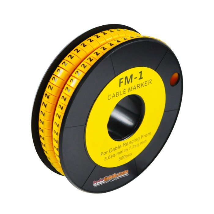 Jual Kabel Marker Angka 2 Label Marker Cable FM 1 Kuning Nintoku BAGUS ...