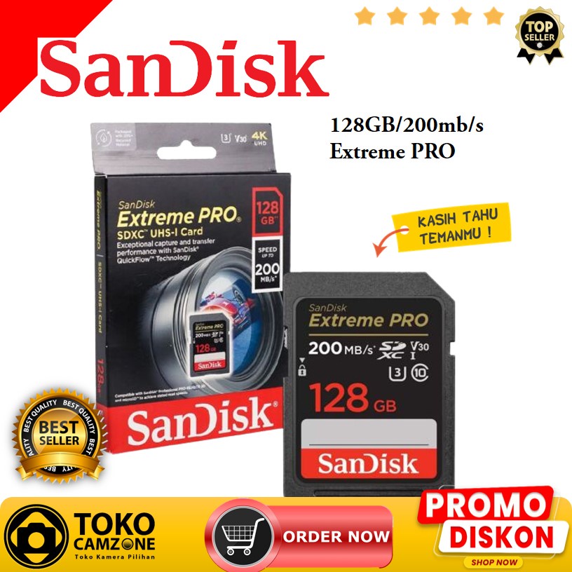 Jual SanDisk 128GB/200mb/s Extreme PRO UHS-I SDXC Memory Card | Shopee ...