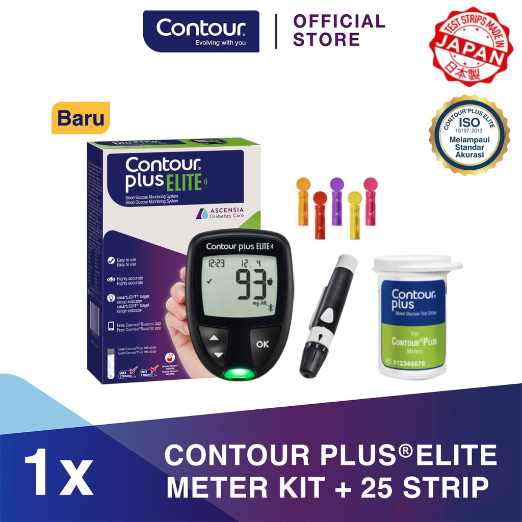 Jual Contour Plus Elite Meter + Strip 25's | Shopee Indonesia
