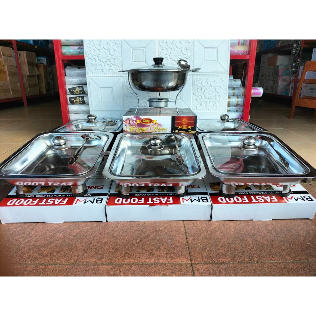 Jual Prasmanan Set Stenlis Tutup Full Kaca isi 6 atau batik kombinasi ...