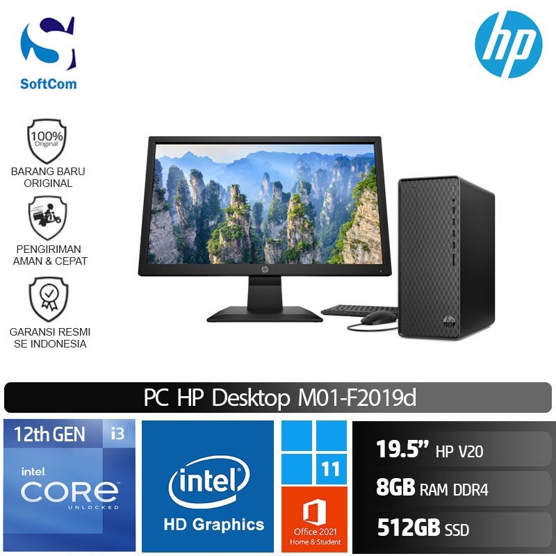 Jual HP PC Desktop M01 F2019d i3 12100/8GB/512GB SSD/19.5"/W11+OHS | Shopee Indonesia