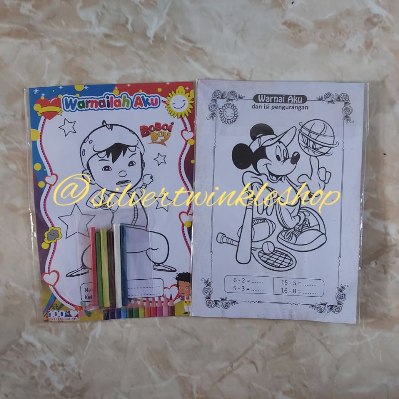 Jual Mainan edukasi anak mewarnai karakter gratis crayon pensil warna ...