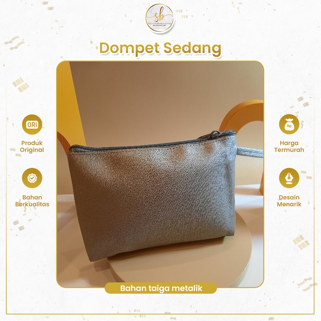Jual Pouch Dompet Sedang 21,5x11x3 Bahan Taiga Metalik Wanita Souvenir ...