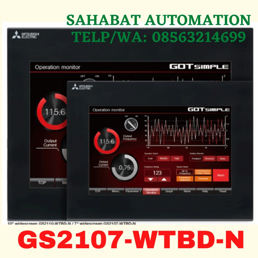 Jual HMI Mitsubishi 7 Inchi GOT2000 GS2107-WTBD-N GS2107WTBDN GS2107 ...
