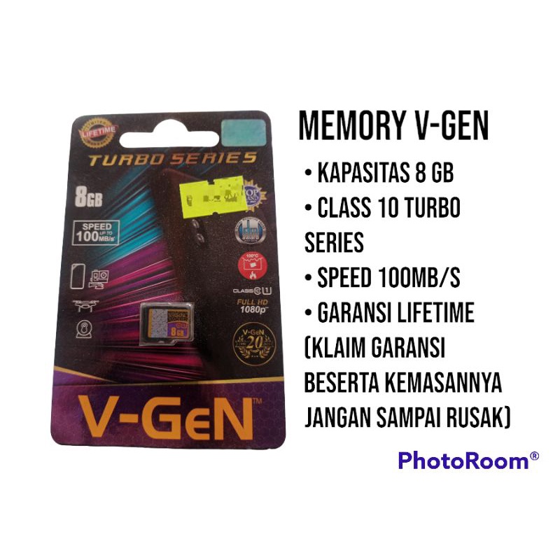 Jual V-Gen 8GB MEMORY class 10 TURBO SERIES ORIGINAL GARANSI LIFETIME ...