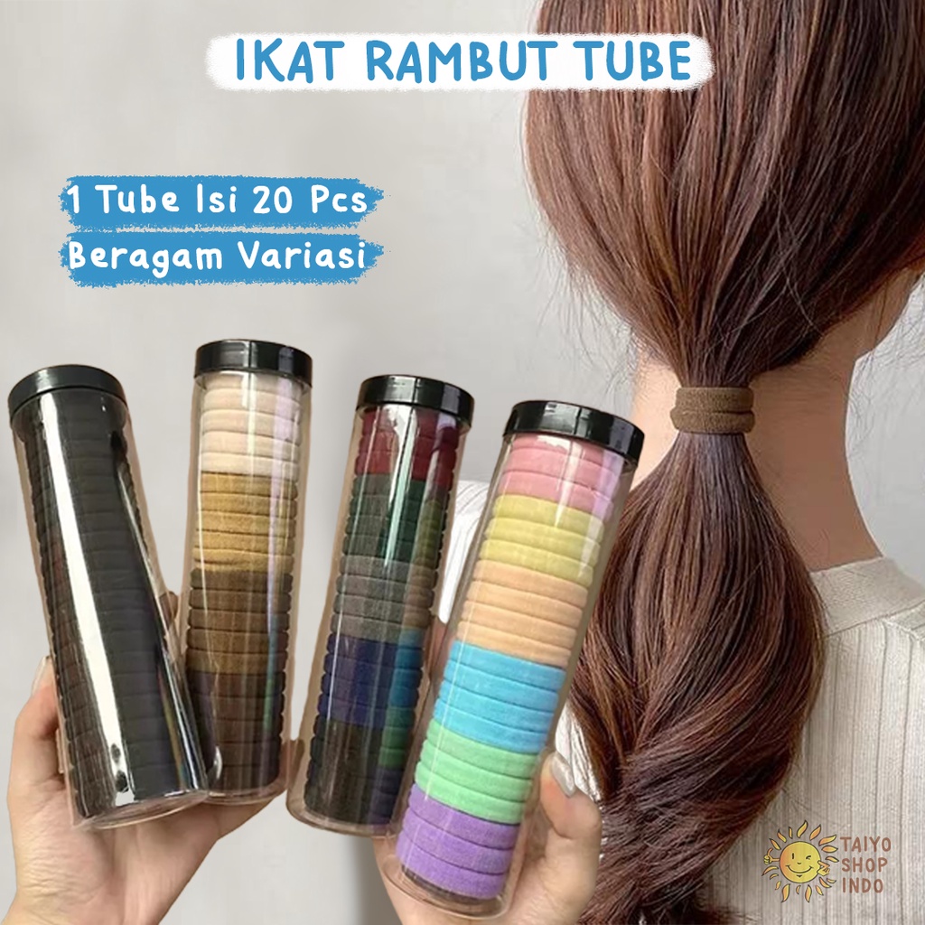 Jual TAIYO Ikat Rambut Korea Tube 20 Pcs Besar 4 cm Free Tabung Box ...